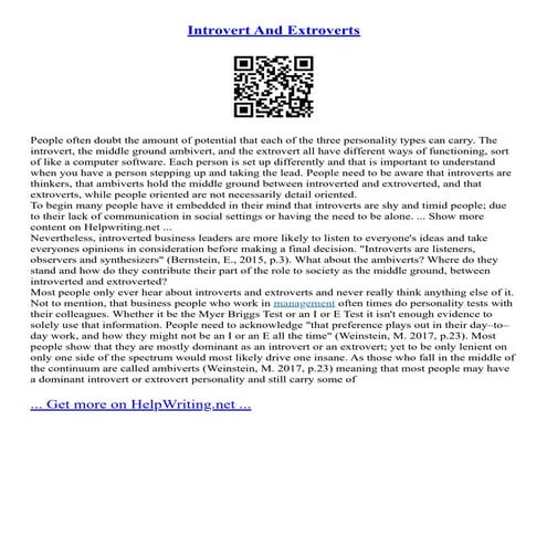 Introvert And Extroverts | PDF