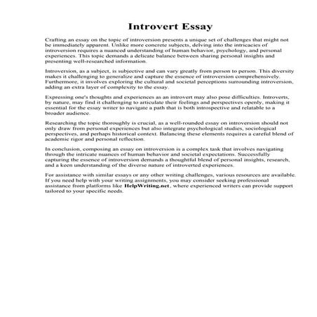 Introvert Essay. Essay introvert.docx - Caring for your introvert The essay is showing ... | PDF