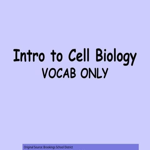 Introduction to Cell Biology VOCABULARY ONLY | PPT