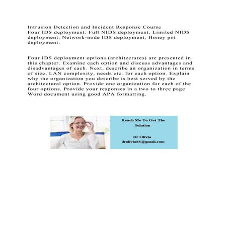 Intrusion Detection and Incident Response CourseFour IDS deploymen.docx