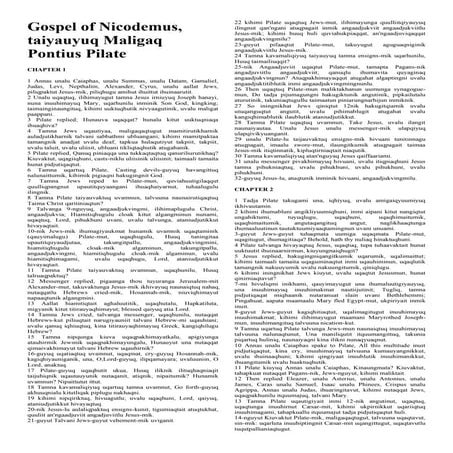 Inuinnaqtun- The Gospel of Nicodemus formerly called The Acts of ...
