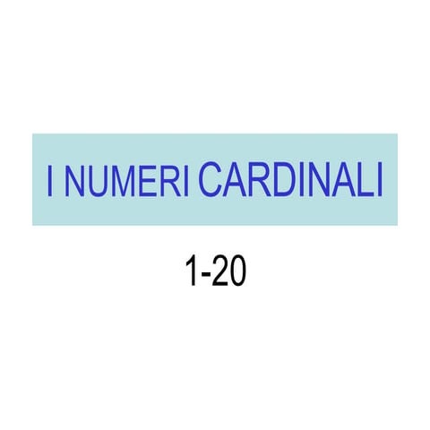 I Numeri Cardinali | PPT