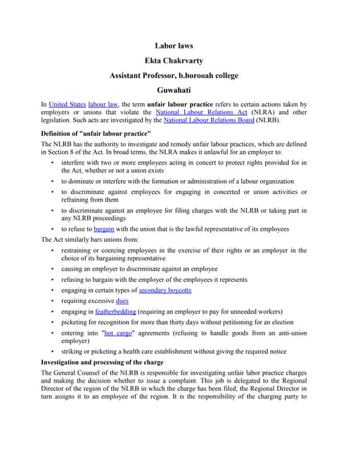 Unfair Labor Practice | PPT