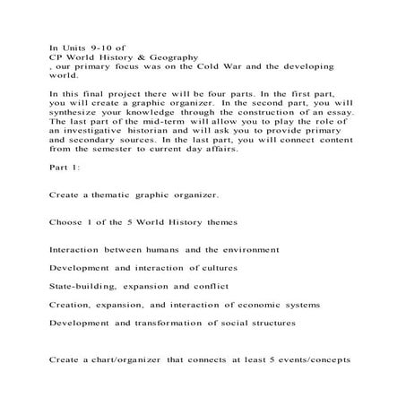 In Units 9-10 of CP World History & Geography, our primary focus | DOCX