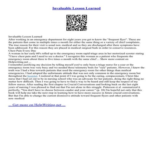 Invaluable Lesson Learned Pdf 