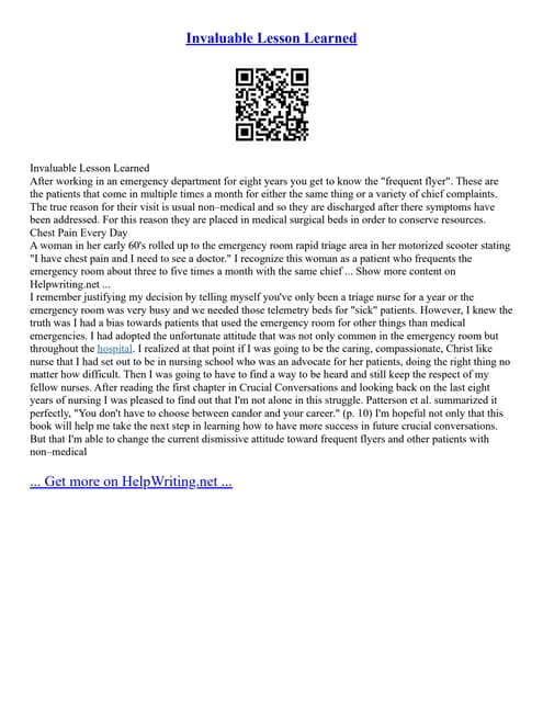 Invaluable Lesson Learned Pdf