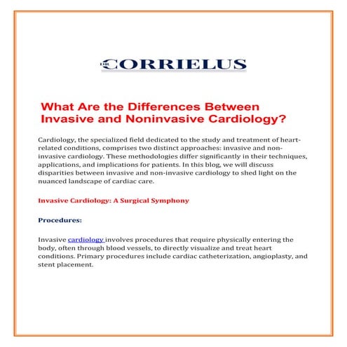What Are the Differences Between Invasive and Noninvasive Cardiology? | PDF