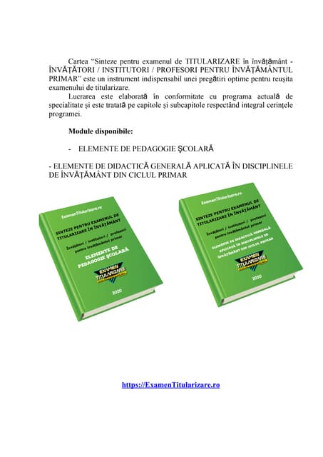 Sinteze grade didactice 2018 - titularizare, definitivat, gradul II - ALL IN ONE | PDF