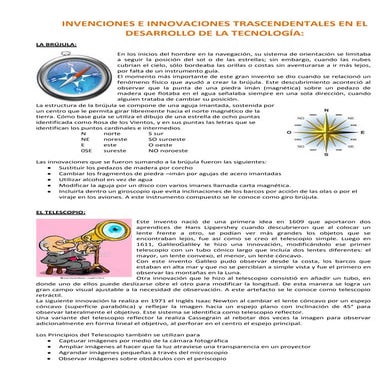 Invenciones e innovaciones trascendentales en el desarrollo de la ...