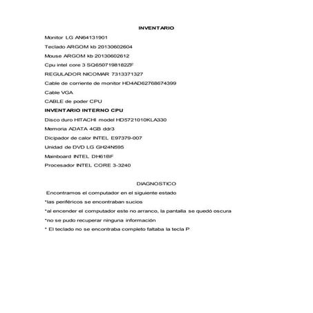 mantenimiento | DOCX | Computer Peripherals | Computing