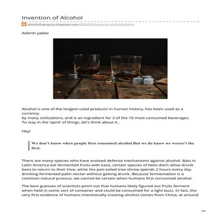 Invention of alcohol | PDF | Alcoholic Beverages | Food & Drink