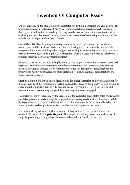 Essay On Invention Of Computer | PDF