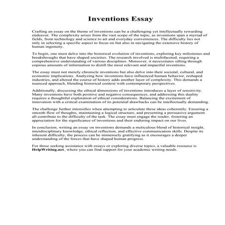 Inventions Essay. Central Connecticut State University | PDF