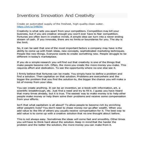 Inventions innovation and creativity | PDF