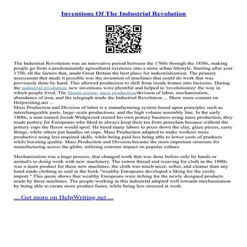 Inventions Of The Industrial Revolution | PDF