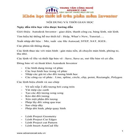 Đào tạo thiết kế Autodesk Inventor tại công ty-5 ngày. | PDF