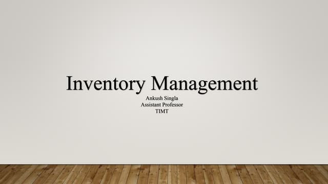 Inventory Optimization: Action Plan for Inventory Optimization | PDF