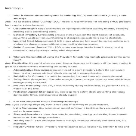 Inventory , Forecasting, Quality Management | PDF