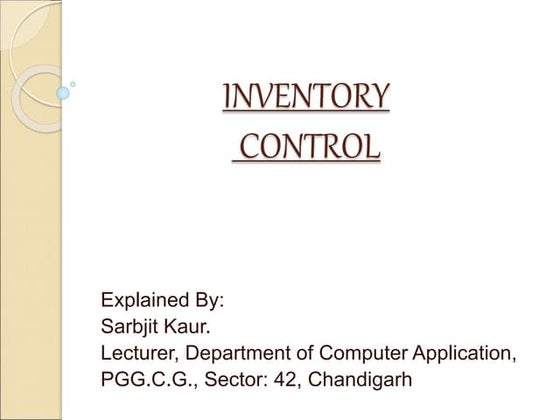 inventory-control presentation details ppt | PPT