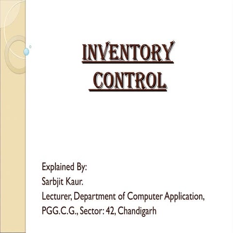inventory-control presentation details ppt | PPT