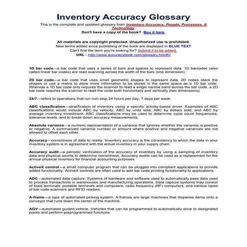 Inventory glossary | DOCX | Computing | Technology & Computing