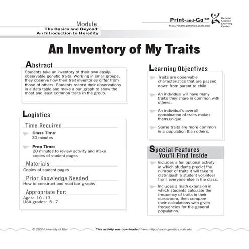Inventory of my traits | PDF