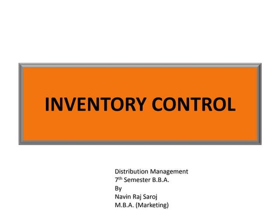 Inventory control & management | PPT