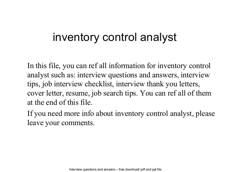 Inventory Control Analyst