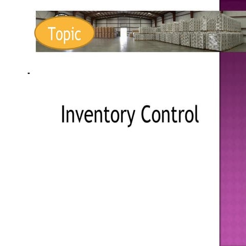 Inventory Control Final Ppt | PPT