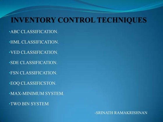ABC Analysis-Inventory Management | PPT