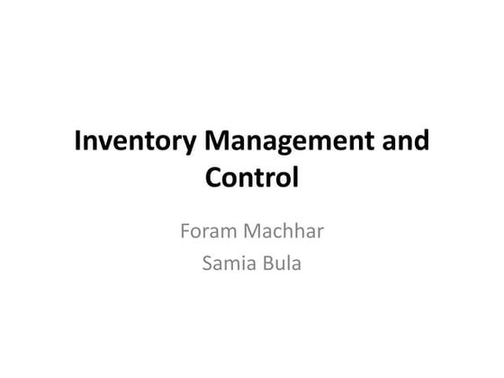 Inventory control & management | PPTX