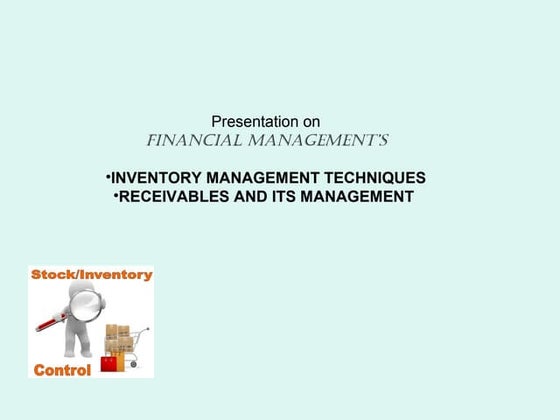 Techniques of Inventory Control | PPT