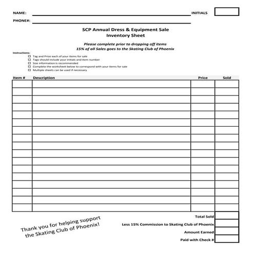 Inventory sheet | PDF