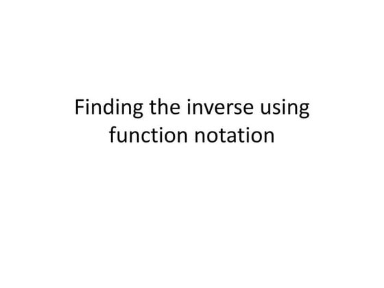 Inverse Functions | PPTX