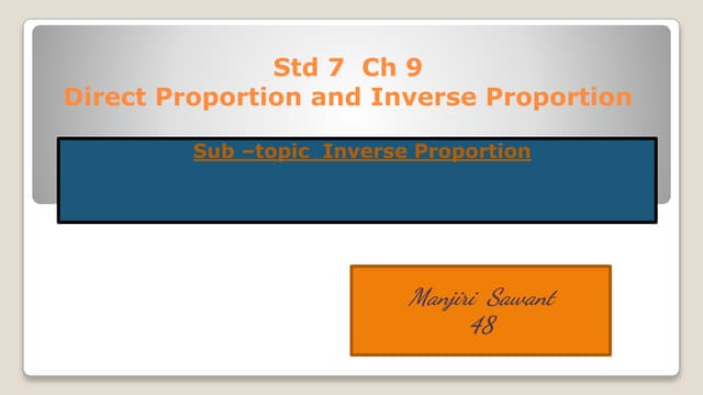 Direct, inverse, and partitive proportions | PPTX