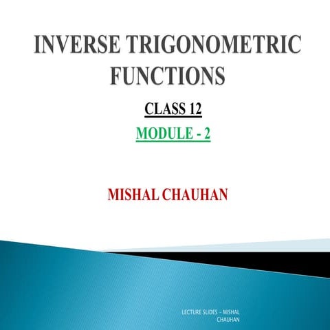Inverse Trigonometric Function Class Xii Module 2 Pdf