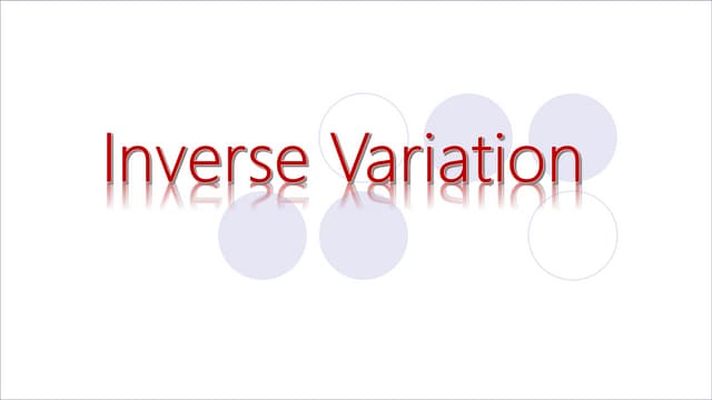 Inverse Variation (Mathematics 9) | PDF