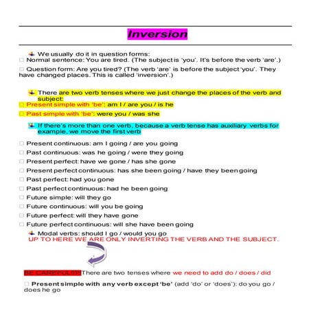 Inversion in english full explanation | PDF