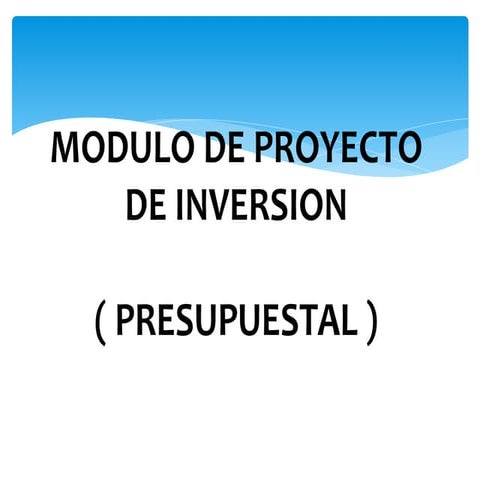 MODULO DE PROYECTO DE INVERSIÓN ( PRESUPUESTAL ) | PPTX