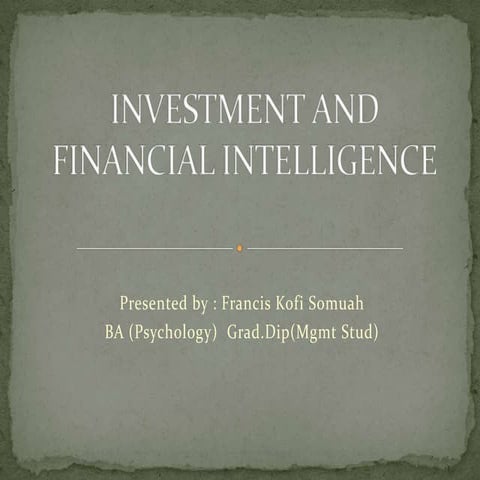 Invesment and financial intelligence | PPTX | Stocks and Bonds ...