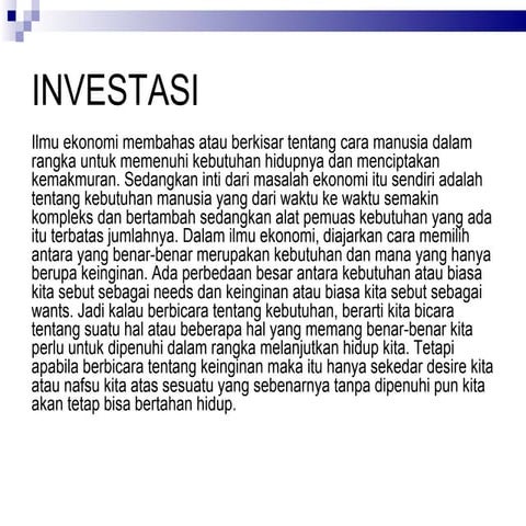 KONSEP DASAR INVESTASI DALAM BISNIS DIINDONESIA | PPTX