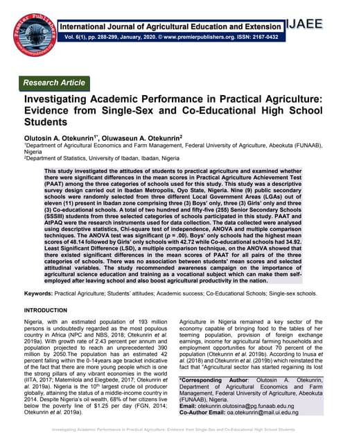 Determinants of academic success in agricultural science | PDF