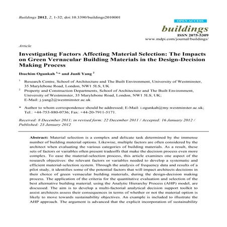 Investigating factors affecting material selection | PDF