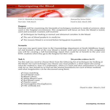 Investigating The Blood Assignment | PDF