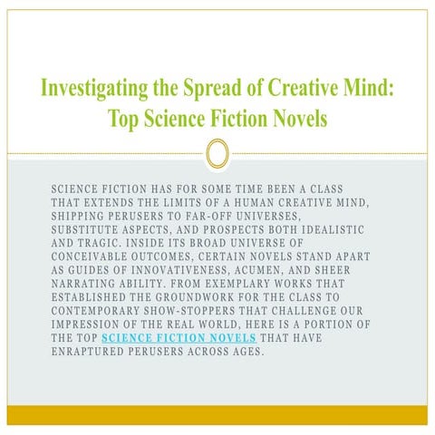 Investigating the Spread of Creative Mind Top Science Fiction Novels | PPT