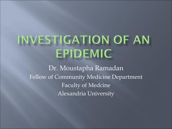 Introduction to epidemiology | PPT