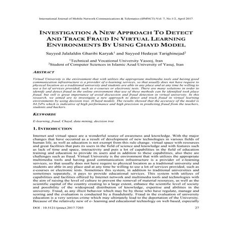 Investigation of new approach to detect and track fraud in virtual learning | PDF