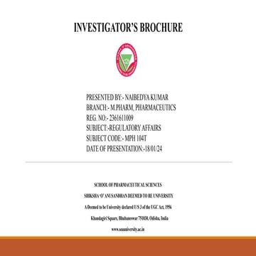 IINVESTIGATOR'S brochure and its articles | PDF