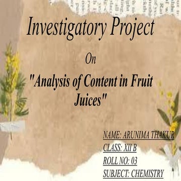Fruit juice analysis class 12 project file | PDF