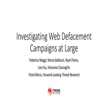 Investigating Web Defacement Campaigns at Large | PPTX